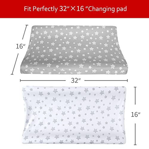 Changing Pad Cover for Boys Girls 2 Pack, Lovely Print Soft Unisex Diaper Change Table Sheets and Changing Pad Liner Bassinet Liner Waterproof, Warm On Baby's Back Bamboo Terry Thick Cushion 3 Count