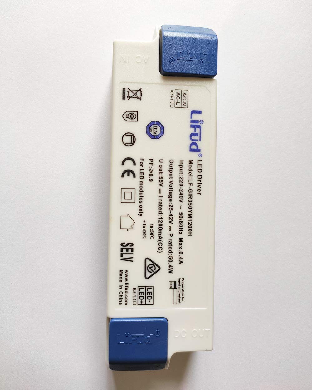Lifud LED Driver 1200mA DC 25-42V 50W LED Luminaire Power Supply Input 220-240VAC LF-GIR050YM1200H Constant Current Commercial Lighting Driver LED Panel Driver
