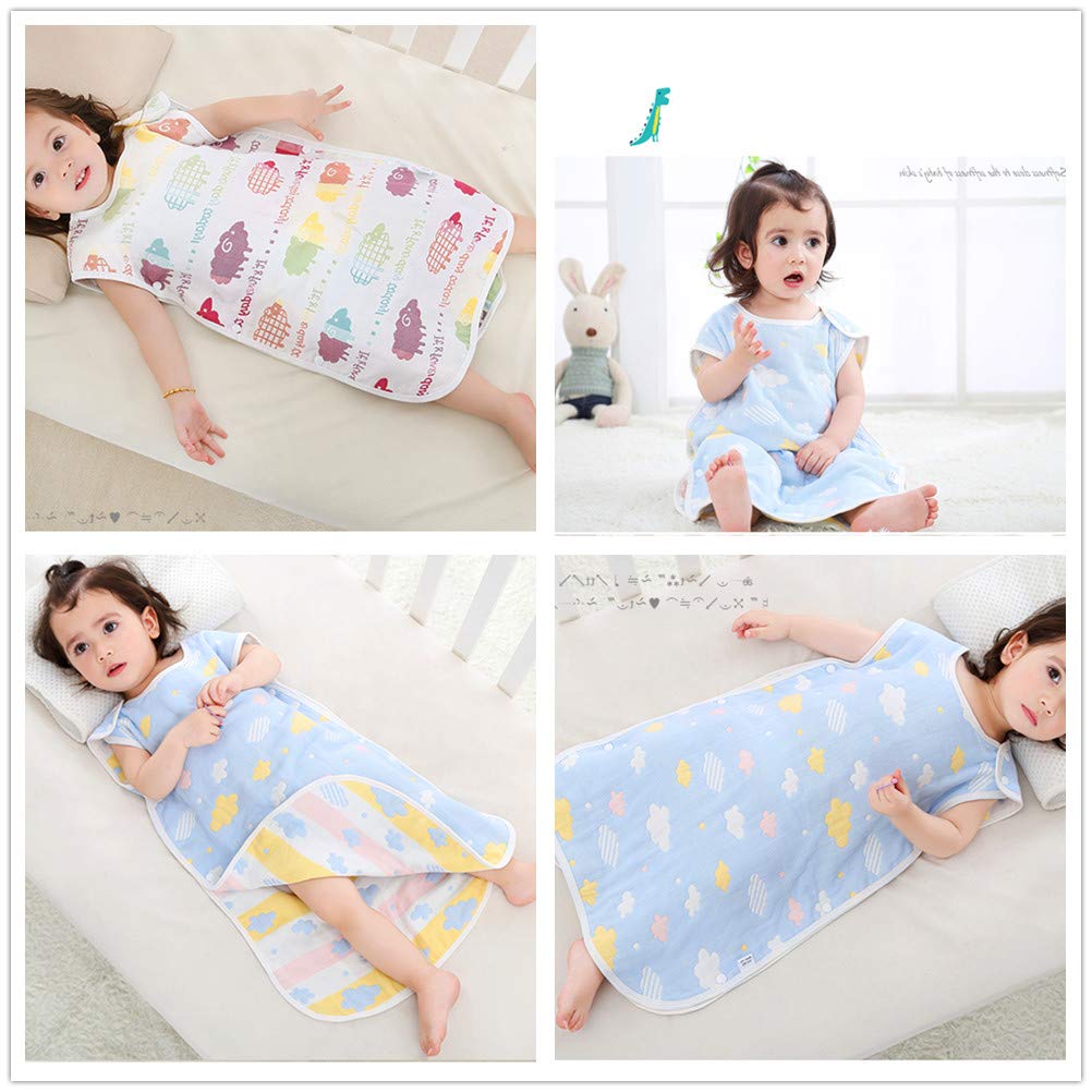CYUURO Baby Sleeping Bag 4 Layered Cotton Gauze Vest Wearable Blankets Breathable,Mushrooms,7545cm