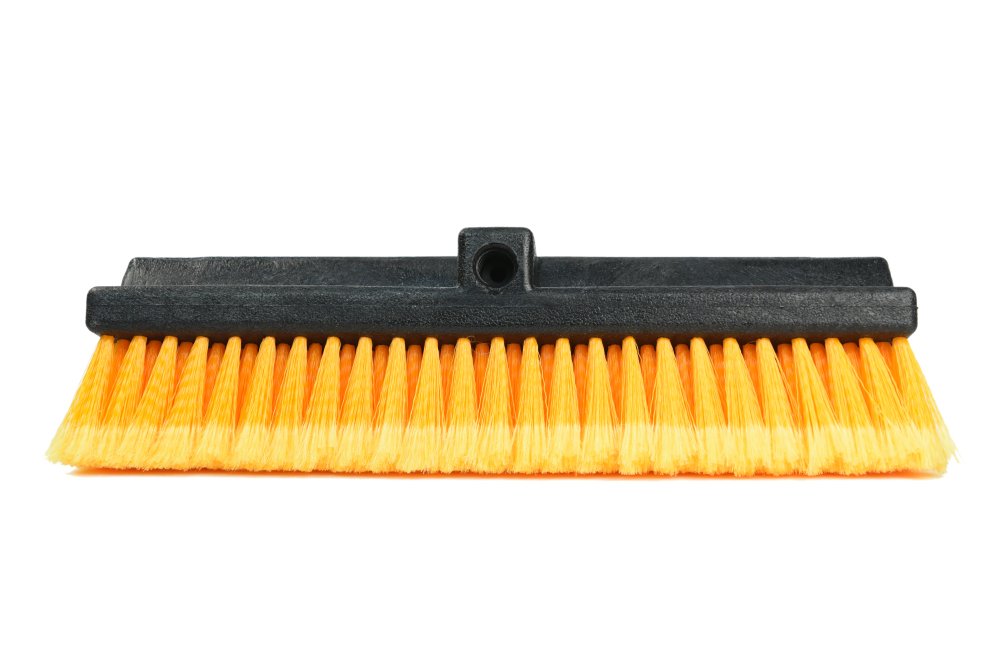 CARCAREZ 15" Flow-Thru Bi-Level Car Wash Brush Head Fits for RV Cleaning with Feather-Tip Bristles Orange