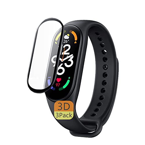 Aemus Compatible for Xiaomi Mi Band 7 Screen Protector (3 Pack) 3D Curved Soft Edge Protective Film NFC Mi Band 8 Protective Film HD anti-scratch