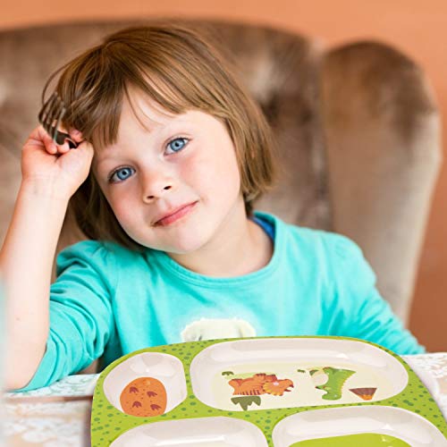 Lightening Kid Plate Set, Baby Dinnerware for Child Toddlers Feeding Divided Plate, BPA Free, Food-safe and Eco Friendly (Green)
