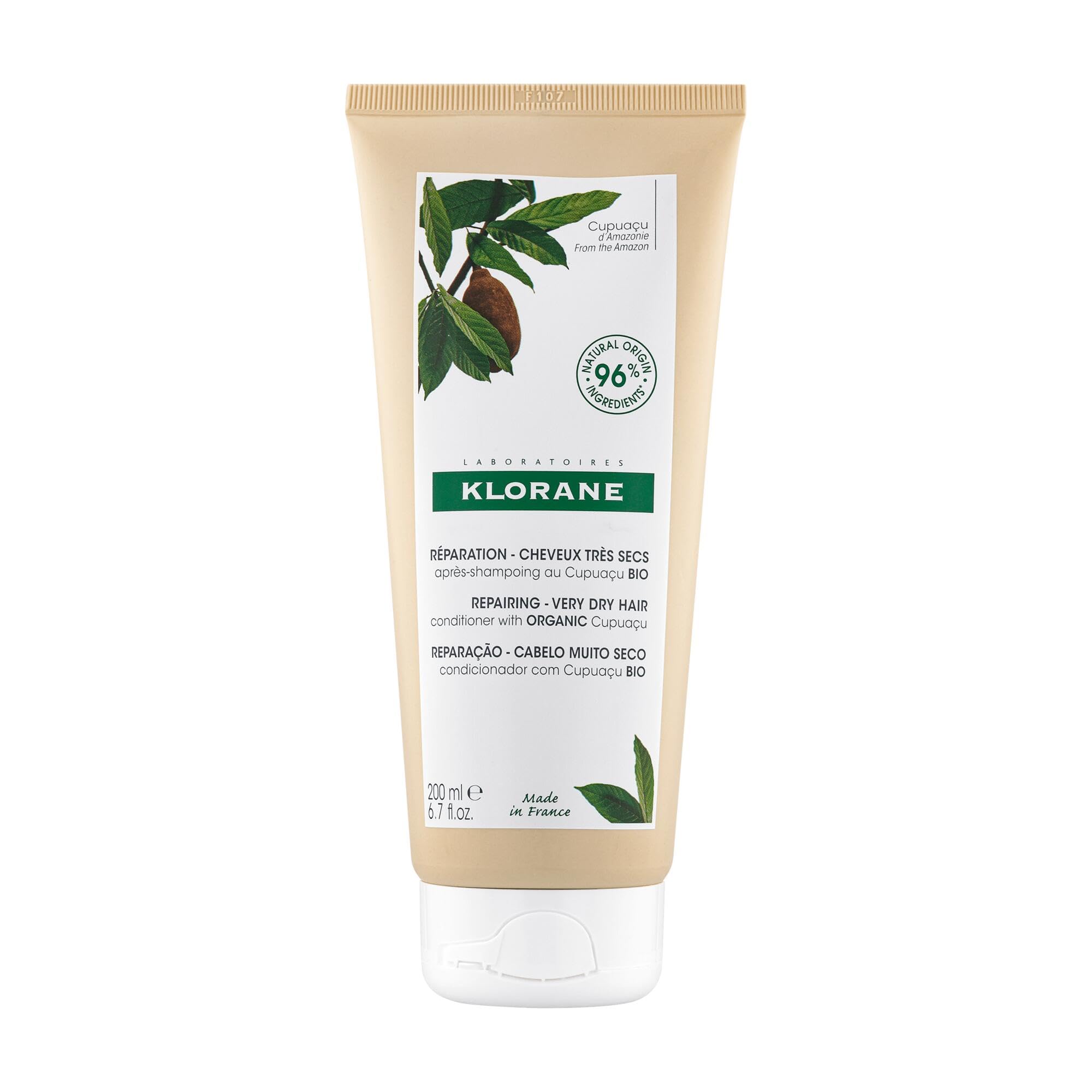 Klorane Conditioner with Organic Cupuaçu Butter, Nourishing & Repairing for Very Dry Damaged Hair, SLS/SLES-Free, Biodegradable, 6.7 fl. oz.