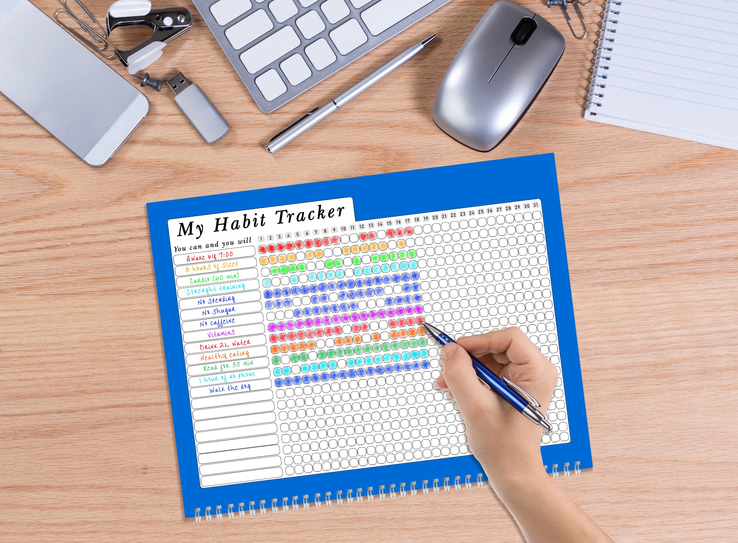 2024 Monthly Desktop/Wall Calendar/Planner - Habit Tracker - Daily, Weekly & Monthly Goal Motivational Habit Tracking Journal Inspirational - (Edition #06)
