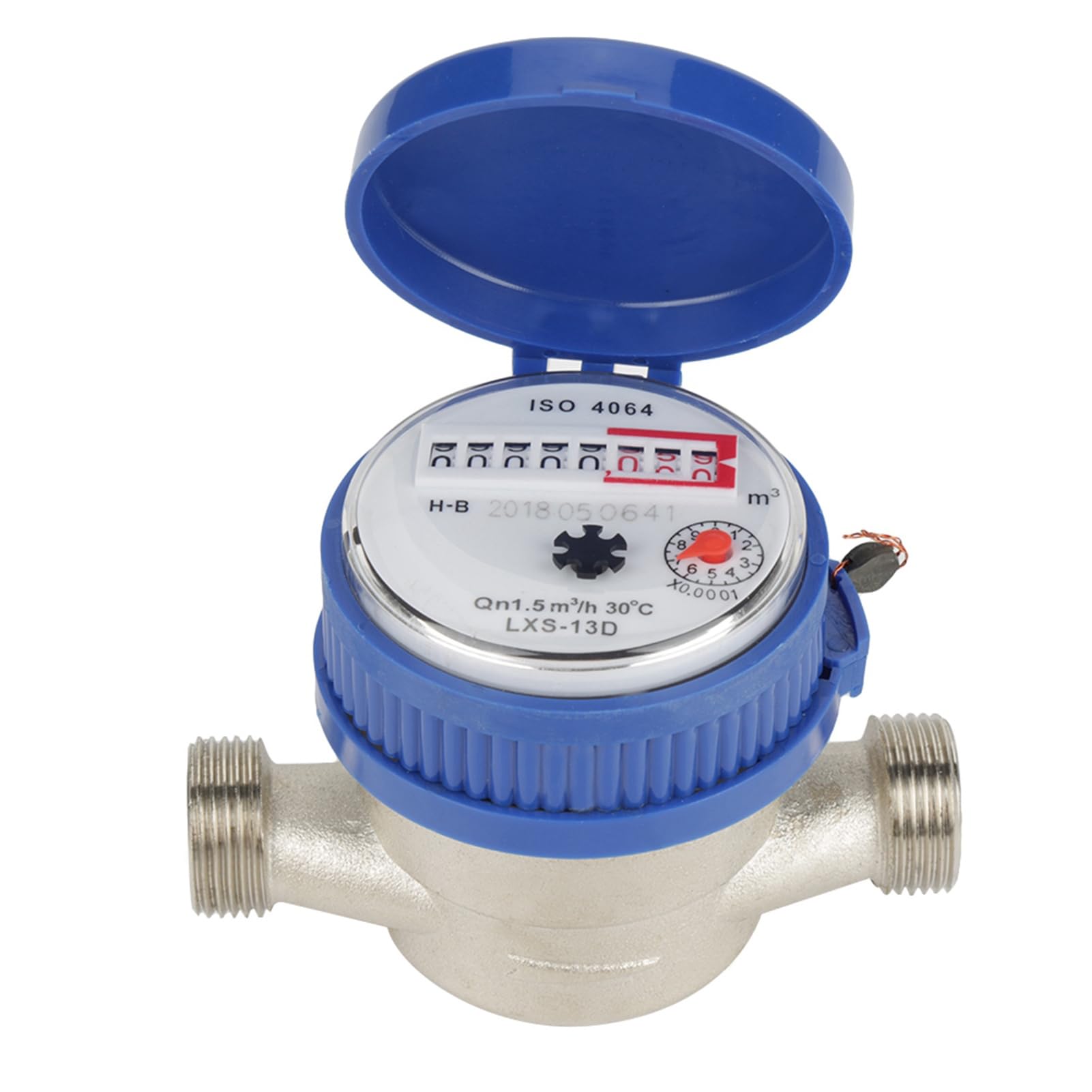 Cold Water Meter 15mm 1/2 inch Arbitrary Rotation Function Water Meter with Fittings for Garden & Home Usage