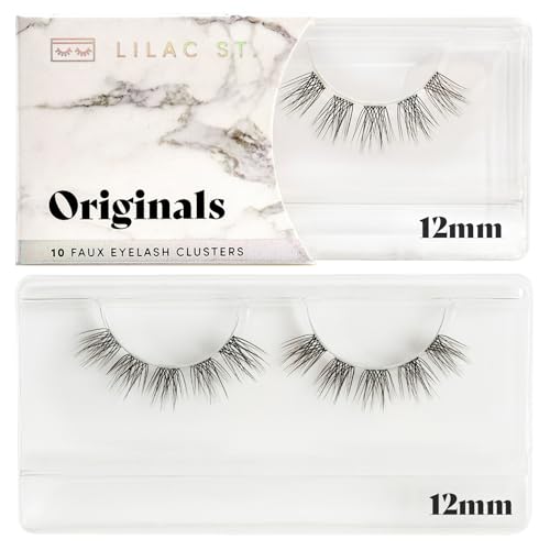 Lilac St - Originals Natural Faux Eyelash Clusters (12mm) - Soft, Natural Look - DIY Lash Extension Wisps - Lightweight & Lifelike - Lasts 10 Days - Cruelty Free, Vegan, Women Founded - 10 Lashes