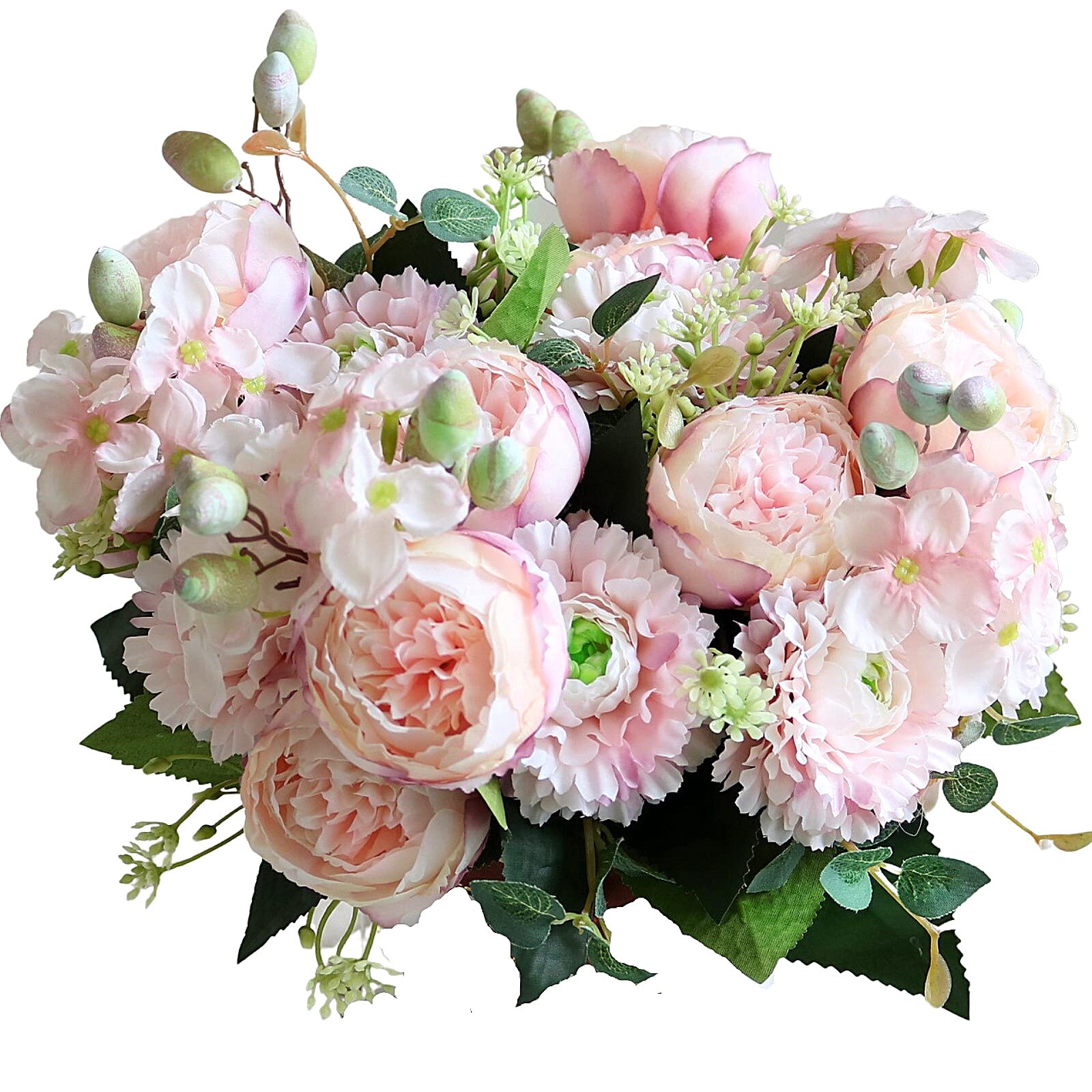 ASTRYAS Artificial Flowers, 2 Pcs Pink Peonies Fake Peony Flowers Light Pink Silk Peonies Arrangements for Home Office Party Wedding Decoration