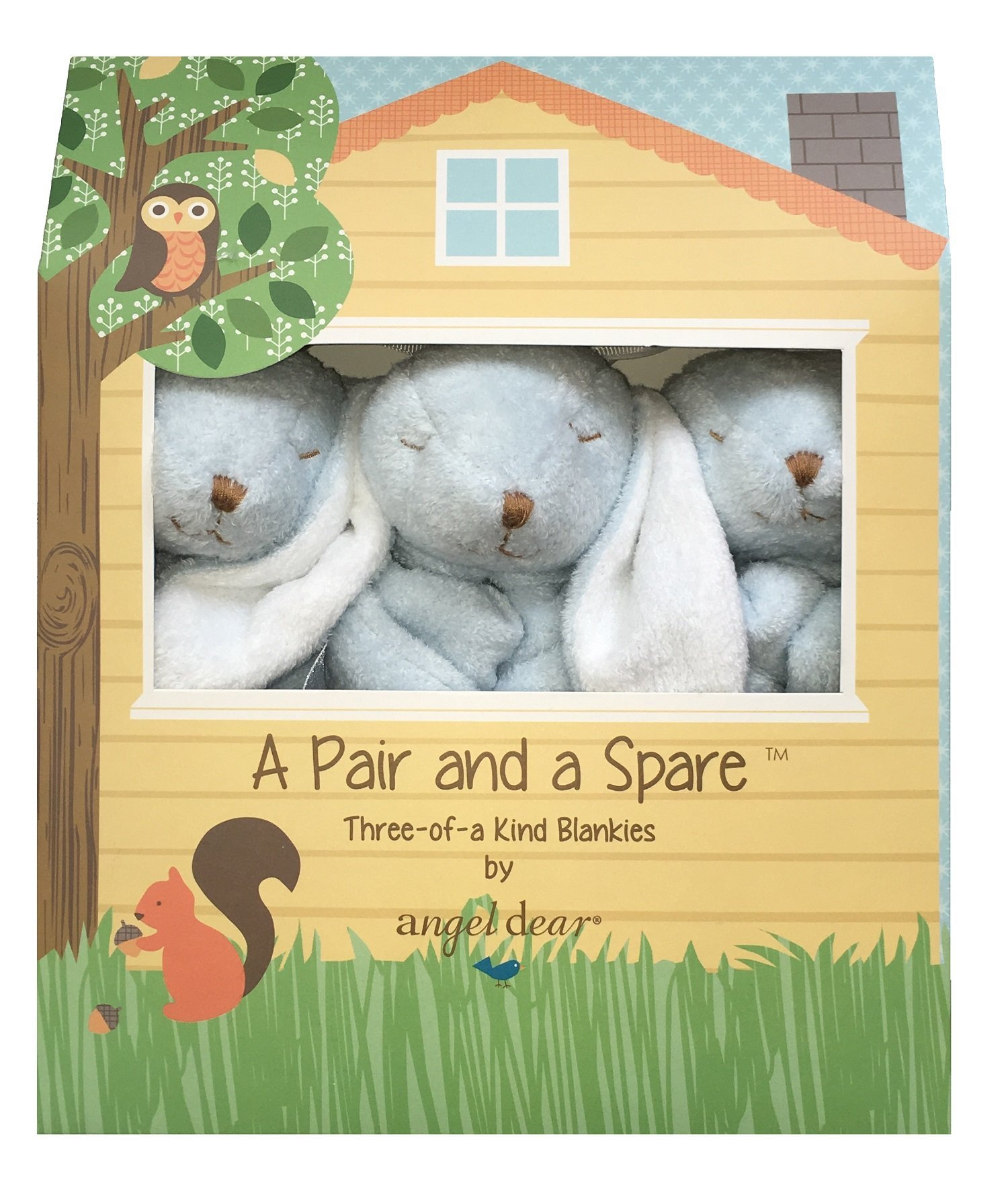 Angel Dear Blue Bunny Pair and a Spare 3 Piece Blanket Set Box.