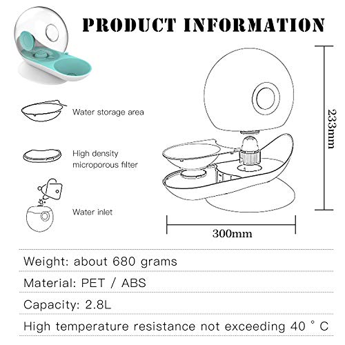 HappyCat Small Pets Water Dispenser Dogs Cats Gravity Waterer Feeder Bowl Automatic Water Drinking Fountain for Small or Medium Size Dogs Cats (Green Snail)