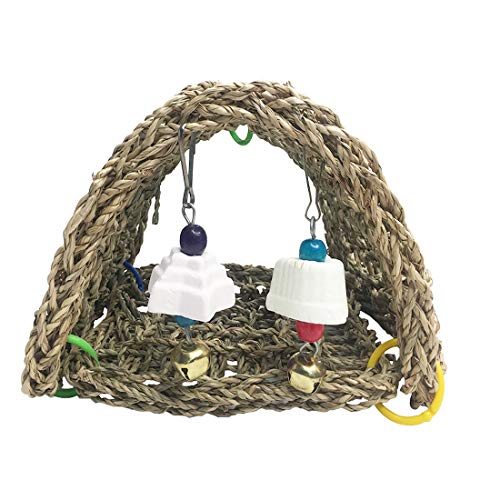 kathson Bird Sheltering Seagrass Tent Hammock Small Animal Snuggle Hut Parrot cage Toy for Parakeets,Cockatiels,Lovebirds,Ring Necks,Pionus,Senegals Small to Medium Birds