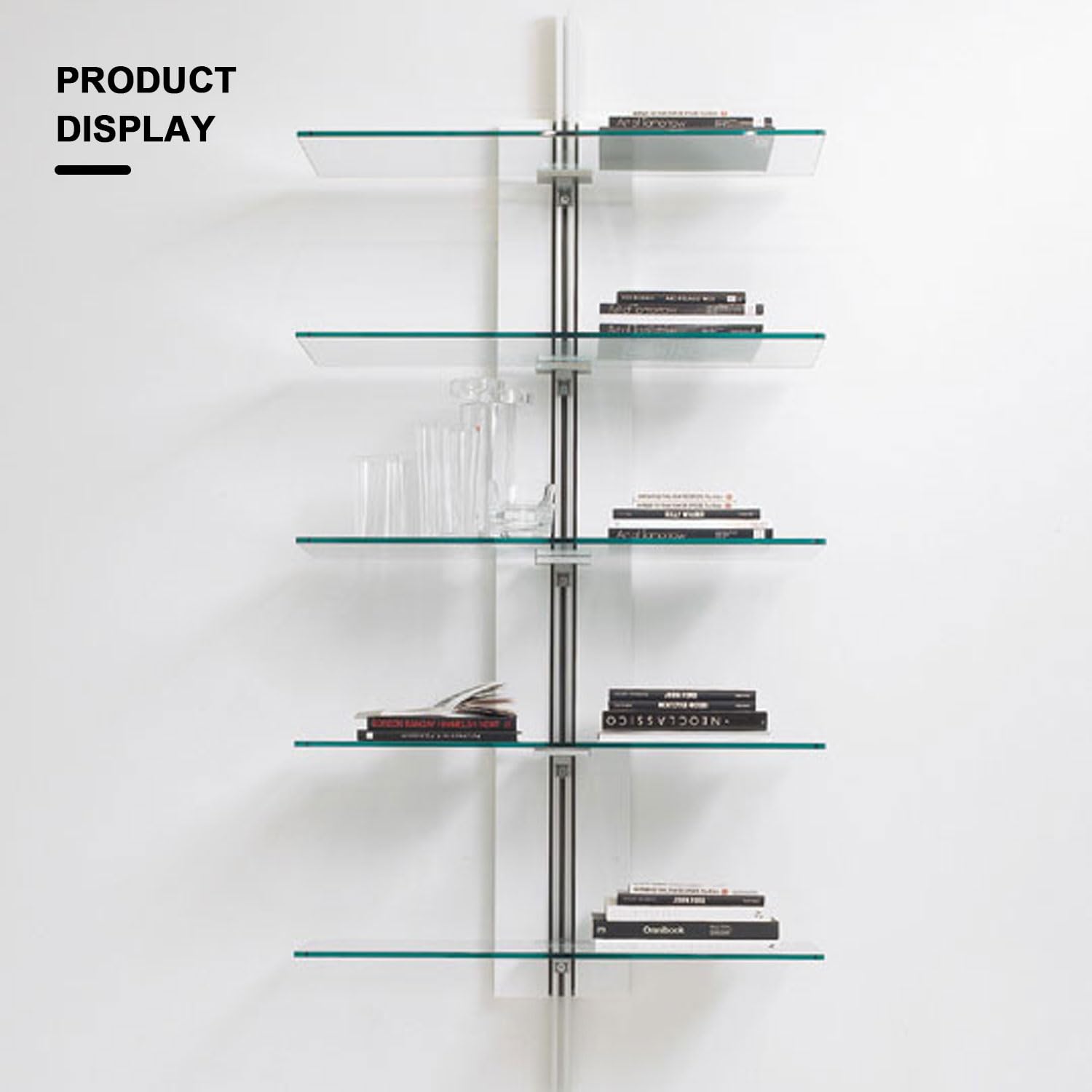 5 pcs 12" x 12" Tempered Rectangle Glass Floating Shelve for Wall-3/16 Thick -Pencil Polished Float(Without Stent )