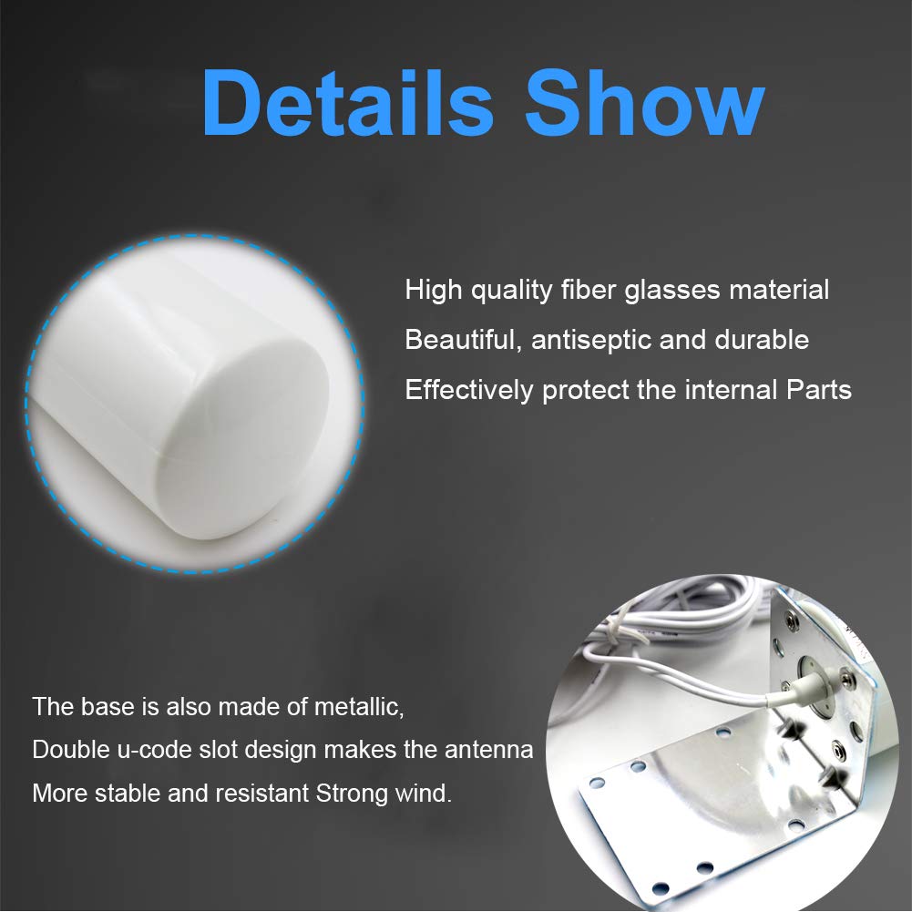 High Gain 10-12dBi Dual SMA Male 698-2700 MHz 3G/4G LTE Omni-Directional Outdoor Pole/Wall Mount Antenna for Mobile Cell Phone Signal Booster Cellular Amplifier 4G LTE Router Modem Gateway
