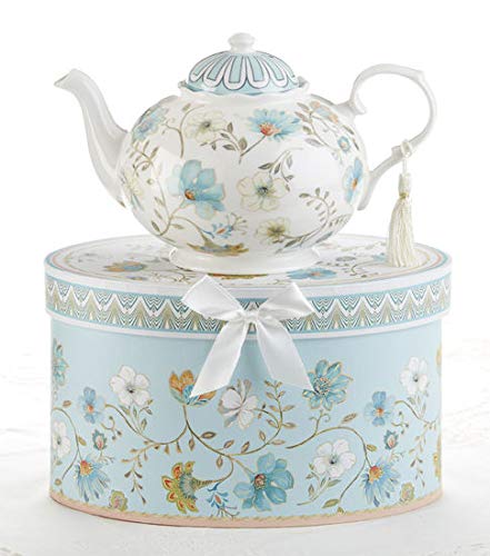 Delton 9.5 x 5.6 Inch Porcelain Tea Pot in Gift Box Blue Romance
