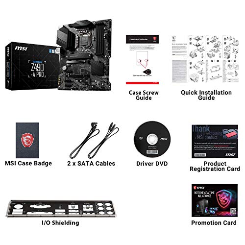 MSI Z490-A PRO ProSeries ATX Motherboard (10th Gen Intel Core, LGA 1200 Socket, DDR4, Dual M.2 Slots, USB 3.2 Gen 2, 2.5G LAN, DP/HDMI) (Renewed)