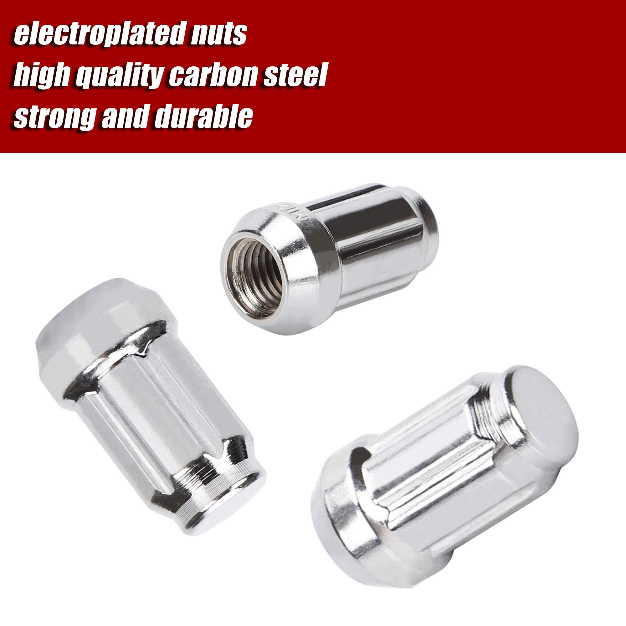 20PCS M12x1.5 Lug Nuts Chrome, 12mmx1.5 Spline Lug Nuts with 1 Socket Key for Accord Civic CR-V Compass Impala Escape Focus Lug Nuts Aftermarket Wheels