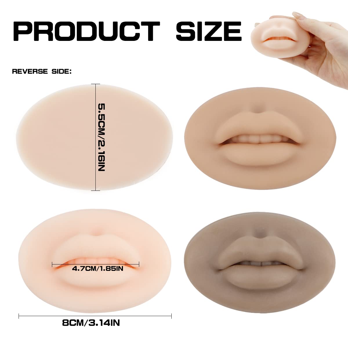 3pcs Tattoo Practice Lips, 3D Practice Silicone Lips Fake Skin Makeup Tattoo Practice Lips for Tattooing Artists and Beginners