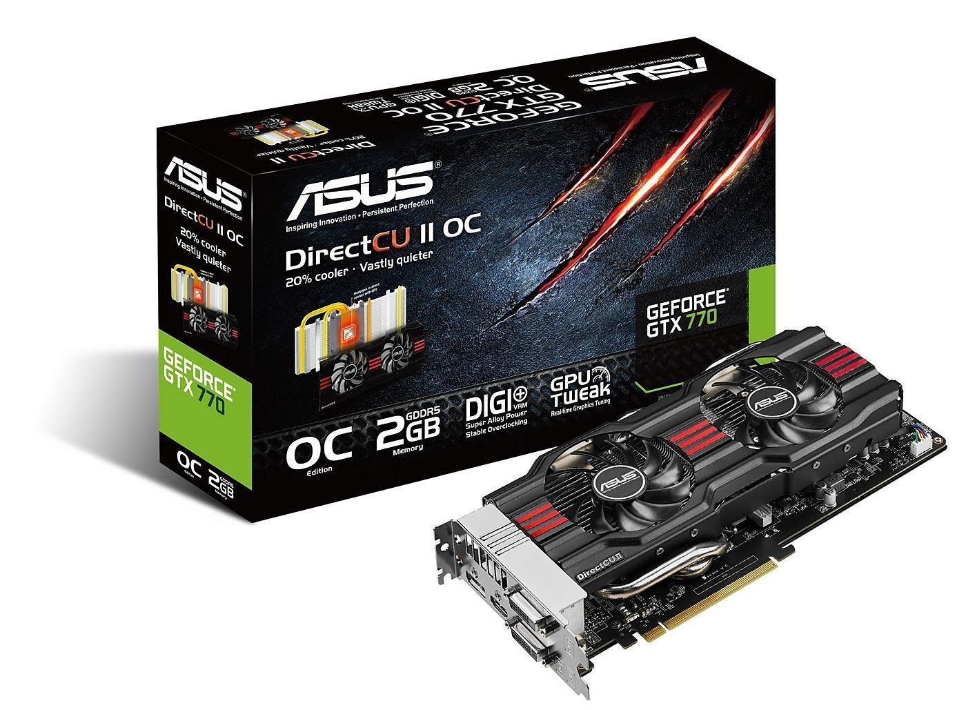 ASUS GTX770-DC2OC-2GD5 GeForce GTX770 2GB GDDR5 256-bit, DVI-I/DVI-D/ HDMI/DP PCI-Express 3.0 SLI ready Graphic Card OC-selected 1110MHz core