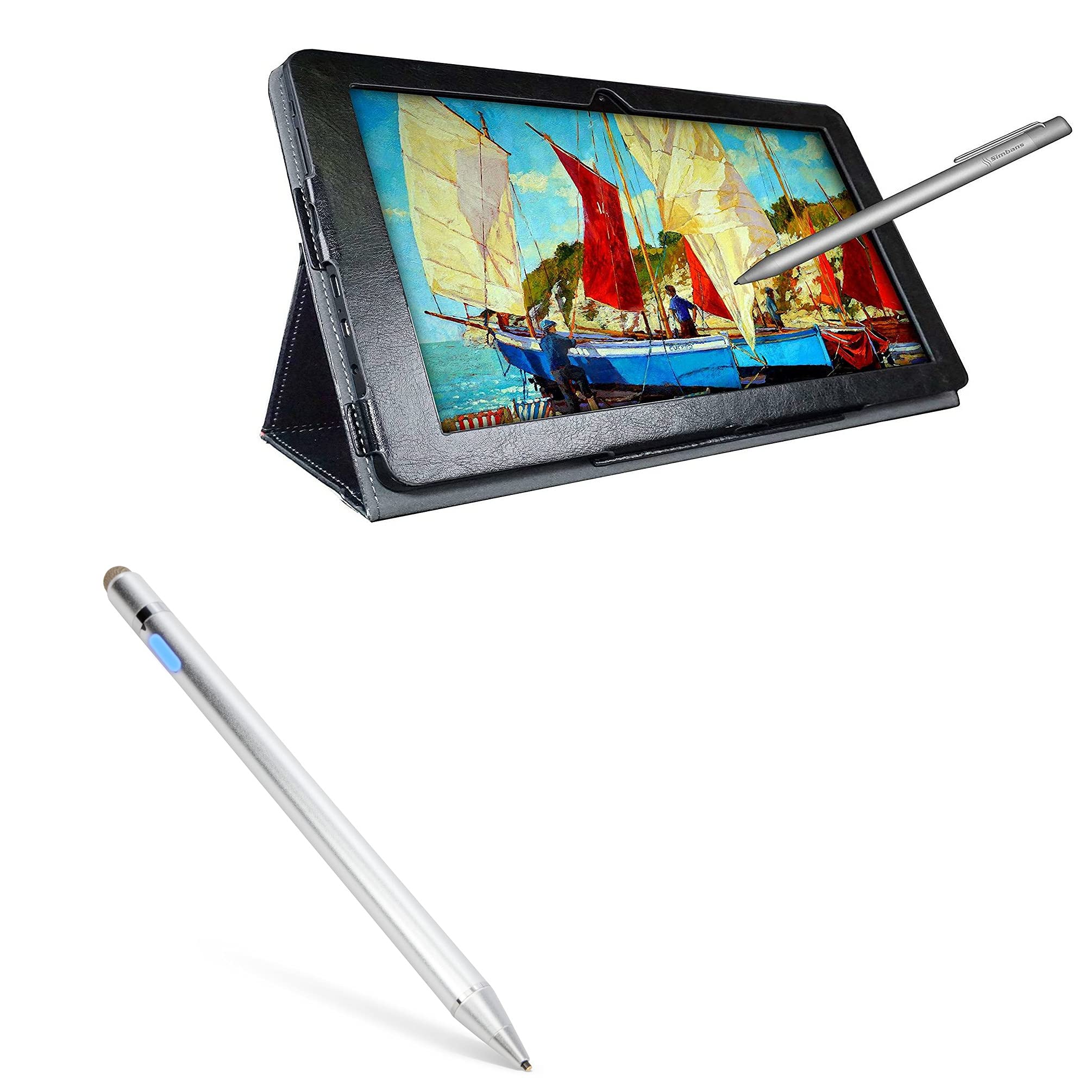BoxWave Stylus Pen Compatible with Simbans PicassoTab 10 - AccuPoint Active Stylus, Electronic Stylus with Ultra Fine Tip for Simbans PicassoTab 10 - Metallic Silver