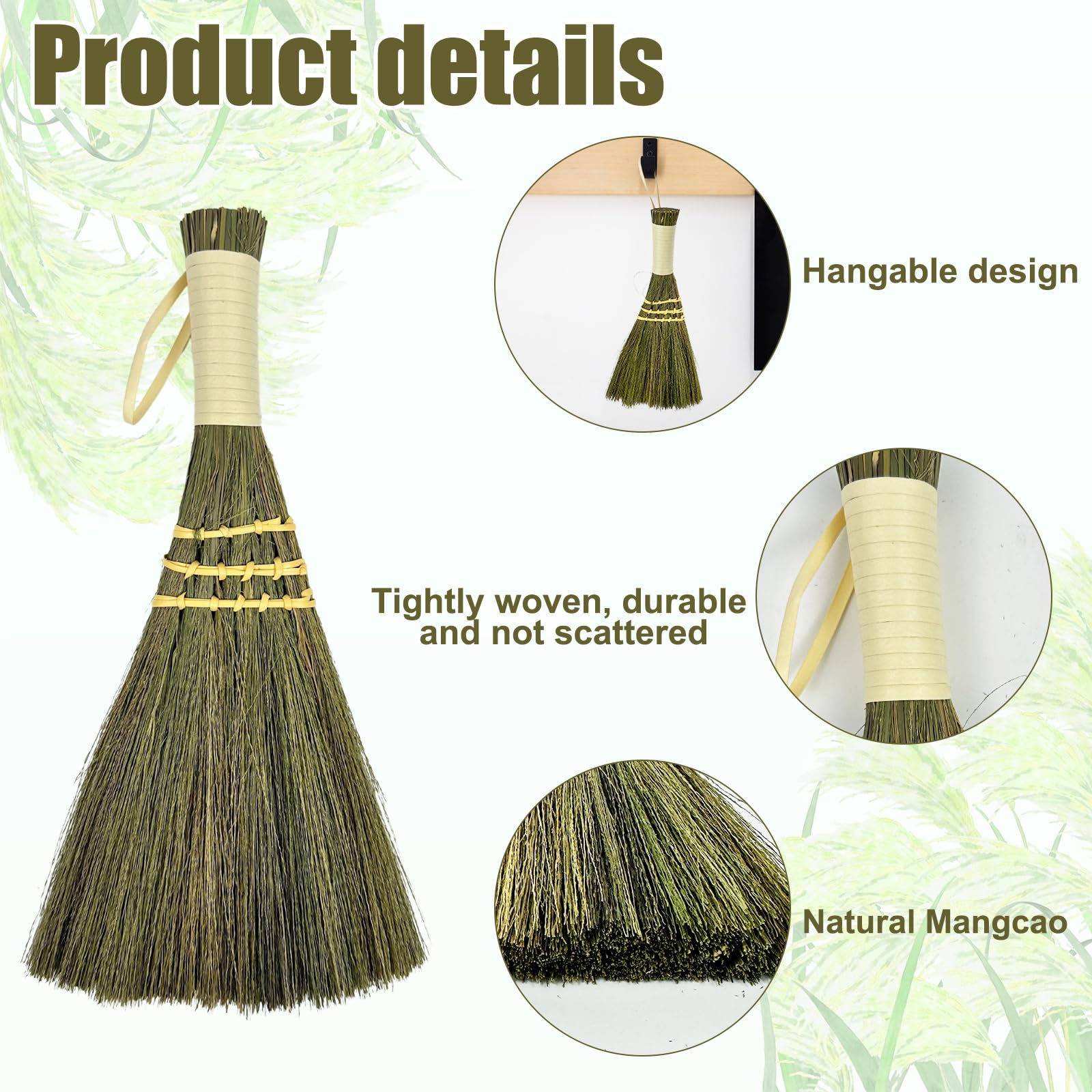 4pcs 10.6 Inch Short Handle Whisk Broom Mini Broom, Natural Bristles Handheld Brush Hand Broom for Multi Surface Sweeping Small Hand Broom Brush for Outdoor Camping Car Porch Debris Dust Dirt