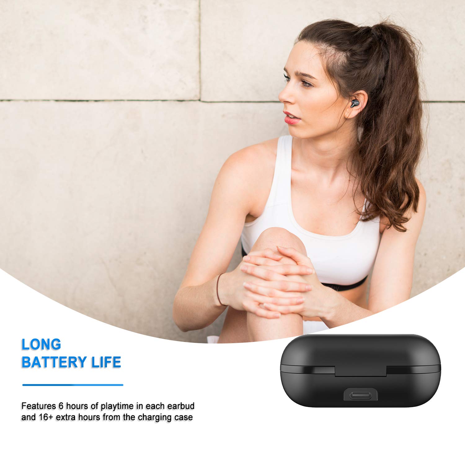 BOYA Wireless Bluetooth Earbuds Touch Control in-Ear Headphones IP44 Sweatproof Hi-Fi Stereo Earphones Dual Connect Headsets with Charging Case & Duration Playtime Built-in Mic for Phone Calls Music