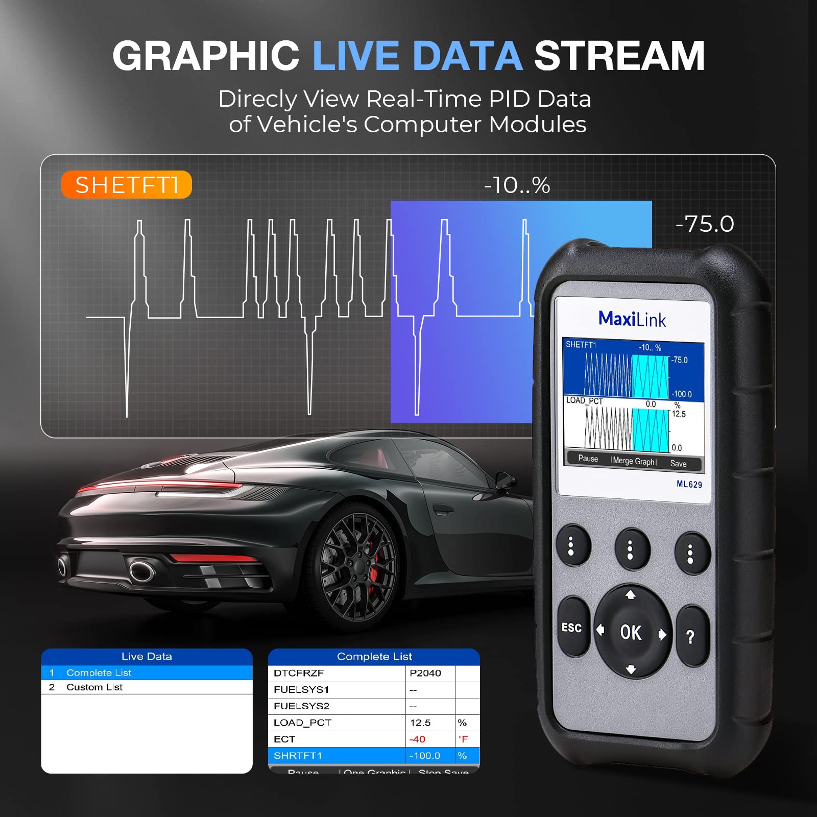 2024 Autel ML629 OBD2 Scanner ABS SRS Engine Transmission Diagnoses OBD II Full Functions Upgraded Version of AL519/AL619/ ML619 for DIYers Professionals
