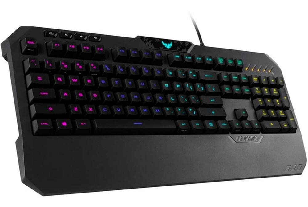 ASUS Mechanical Membrane RGB PC Gaming Keyboard - TUF K5 | Programmable Onboard Memory | Dedicated Media Controls, Aura Sync RGB Lighting | Spill, Sweat & Abrasion Resistant - Highly Durable | Black