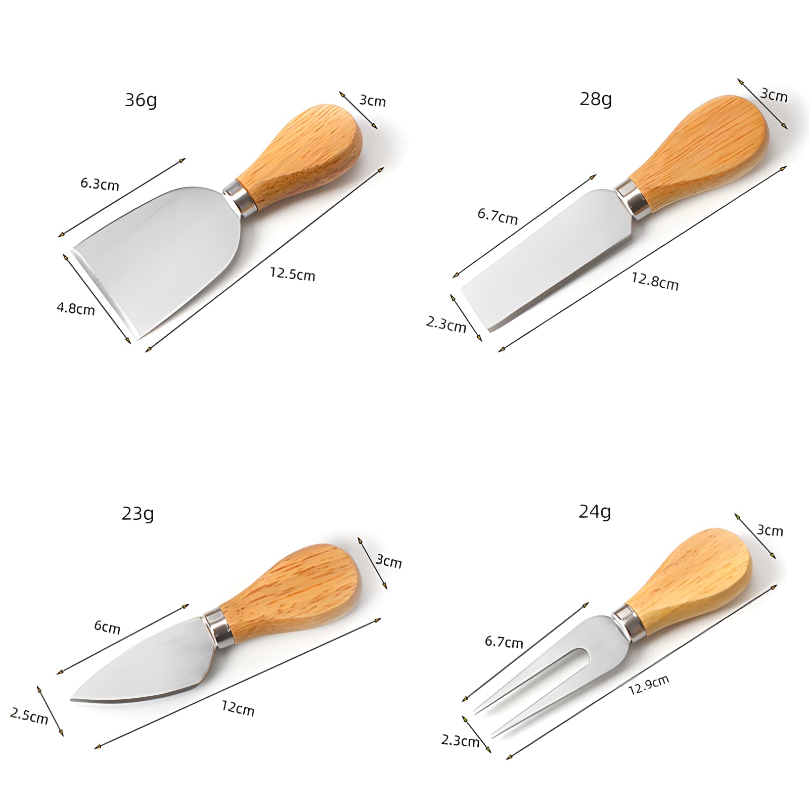 4pcs Cheese Knives Set - Butter Knife,Cheese Knife,Cheese Slicer,Cheese Fork, Stainless Steel Cheese Knife Set for Charcuterie Board and Accessories