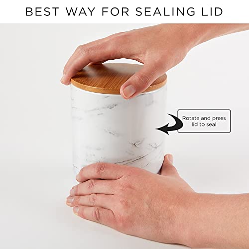 DII Kitchen Accessories Collection Ceramic, Canister Set, 4.5 Cup/3 Cup/1.25 Cup, White Marble