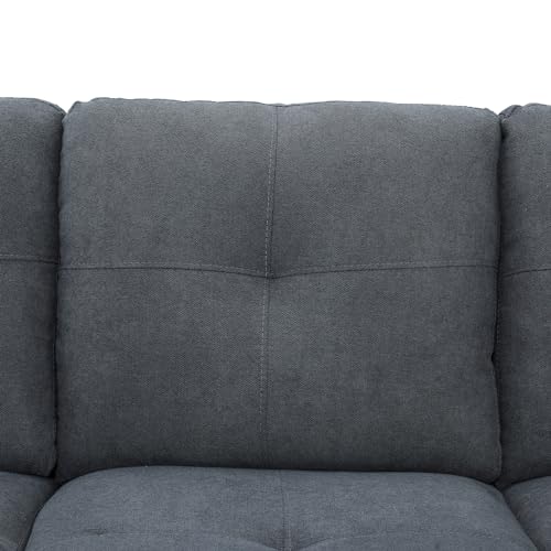 97” W Sectional Sofa with Chaise, Modular Sectional Sofa Set, Flannel Convertible Sectional Couch L Shaped Couch with Chaise, U Shaped Modular Sofa with Storage, Couches for Living Room, Dark Grey