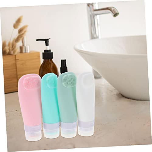 4pcs Container Soap Random Size with Shampoo Lotion and Empty Brushes Silicon Liquids Tubes Refillable Dispenser Mixed Portable Squeezable Holders Sub-ing Cosmetics Cosmetic
