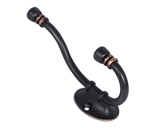 BIRDROCK HOME Classic Wall Mounted Robe & Towel Hooks - 2 Pack - Dual Hook - Large - Oil Rubbed Bronze Towel Robe Hat Coat Hook