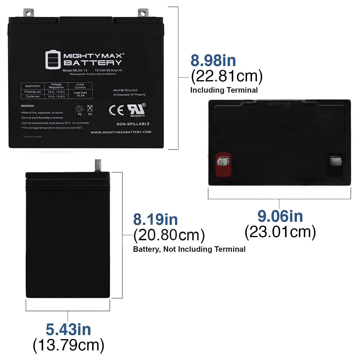 Mighty Max Battery 12V 55Ah SLA Battery Replacement for MK M22NF SLD A - 2 Pack