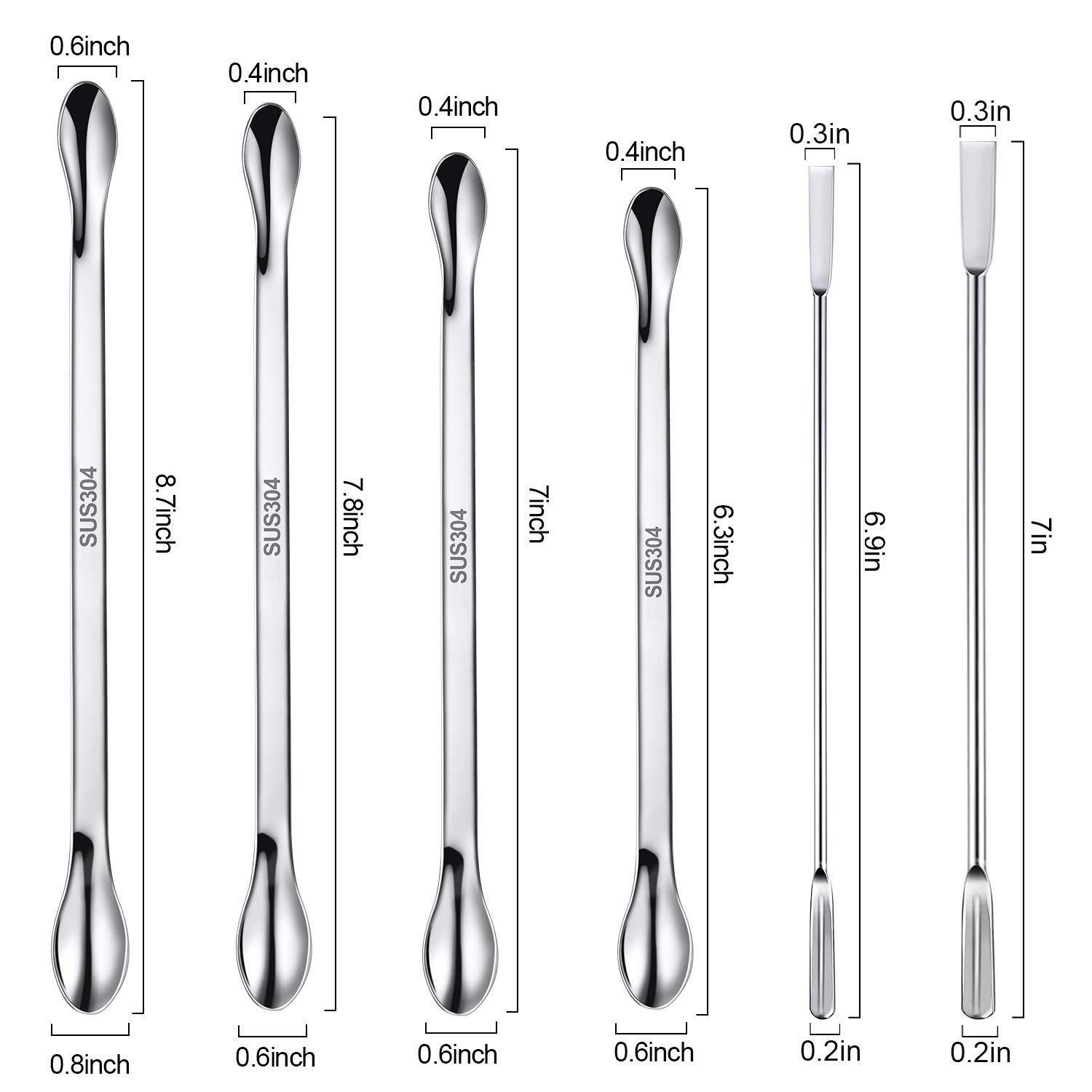 21 Pieces Stainless Steel Lab Spoon Spatula Micro Spoons Laboratory Mixing Spatula Sampling Measuring Scoop for Powders Gel Cap Filler