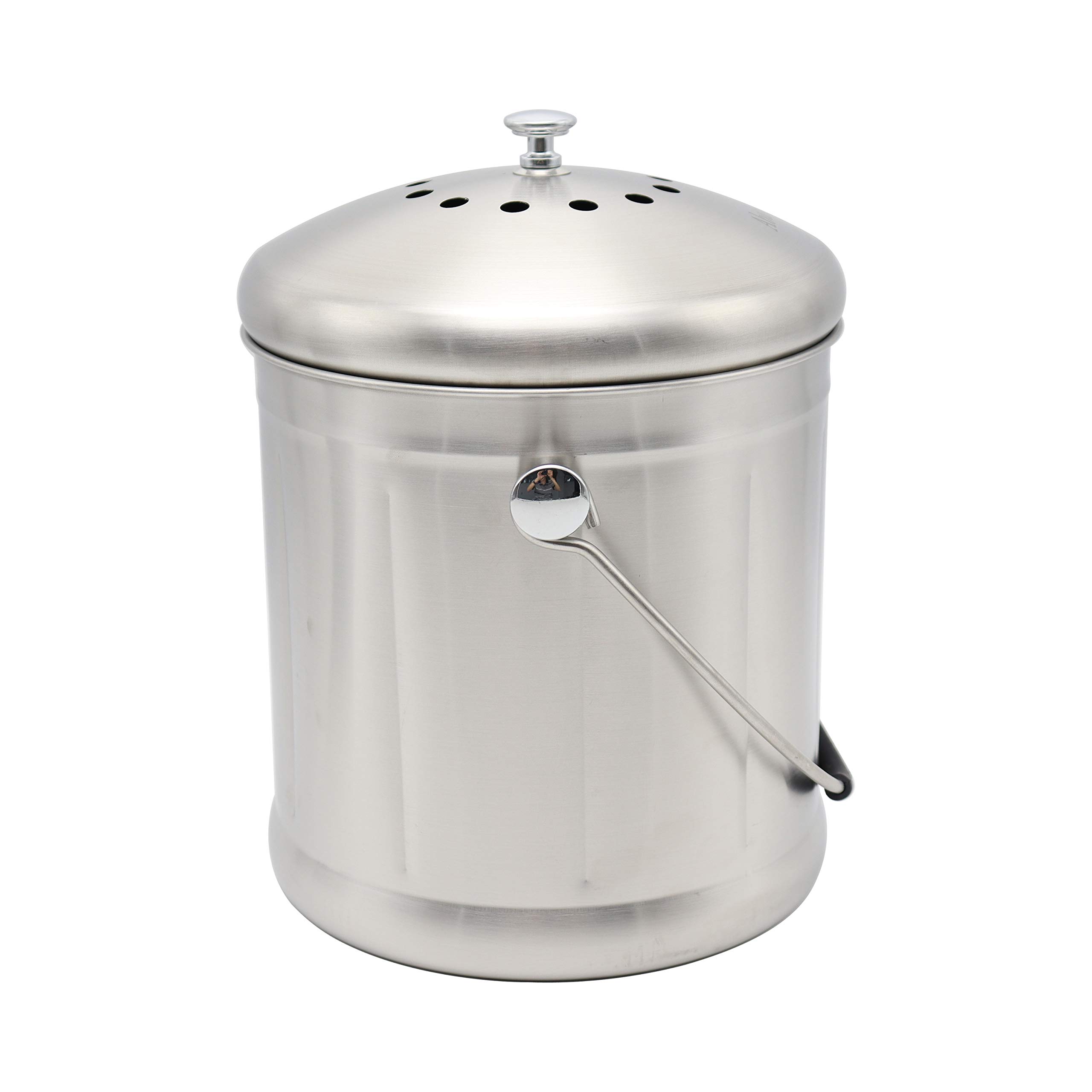 Abakoo 1.8 Gallon Compost Bin Container Kitchen Compost Bin, Compost Pail with Stainless Steel Lid, Countertop Kitchen Trash Can (includes totally 2 filters)