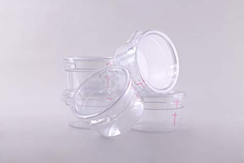 Hakka 2 Qt Commercial Grade Round Food Storage Containers With Lids,Polycarbonate,Clear - Case of 5