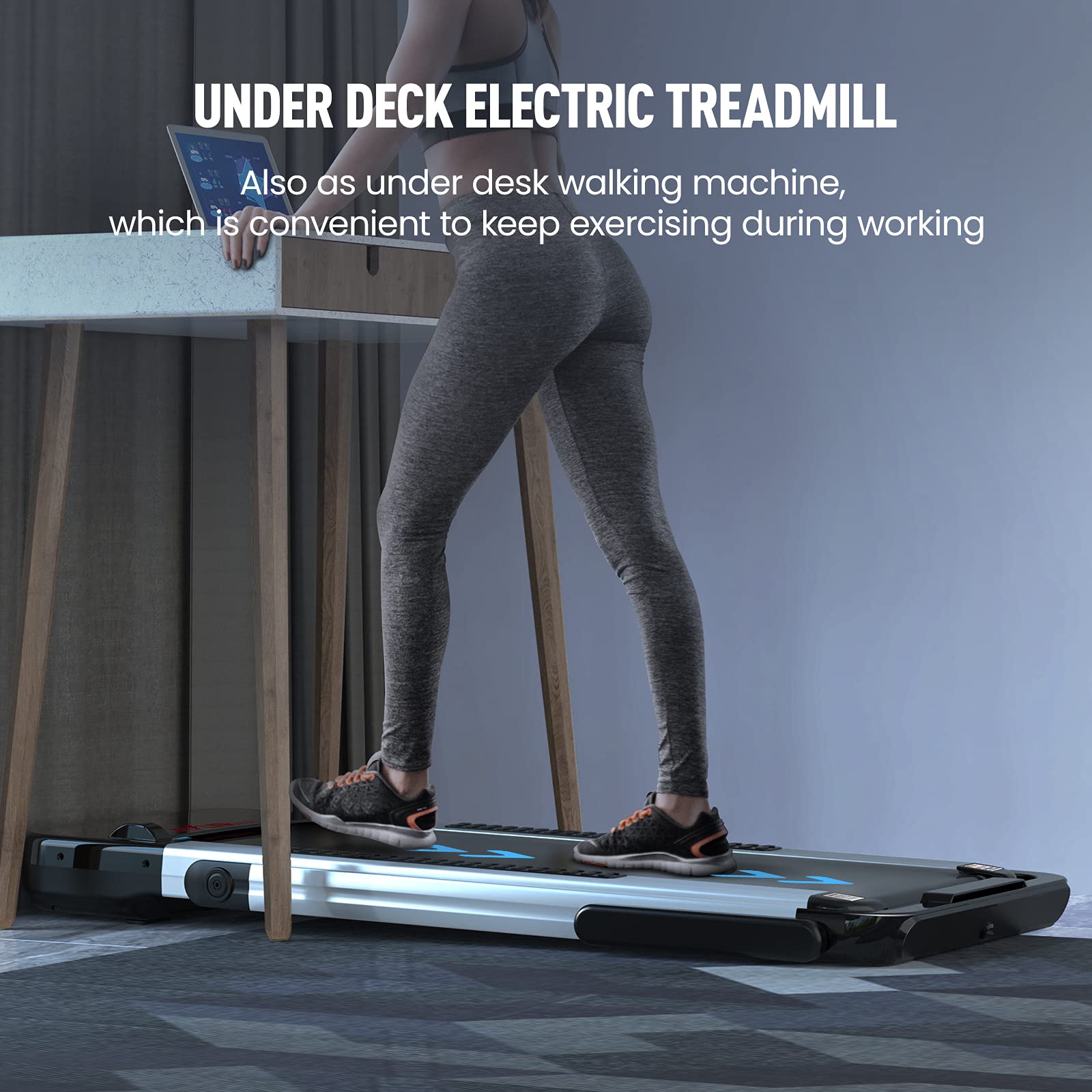 2 in 1 Folding Treadmill, Electric Under Desk Treadmill with App & Remote Control,Led Display,Installation Free Walking Running Treadmill for Home