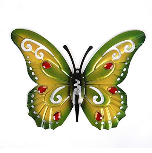3D Metal Butterfly Wall Decoration Butterfly Wall Art for Garden Decor Wall Hanging Insert Decoration (Yellow)