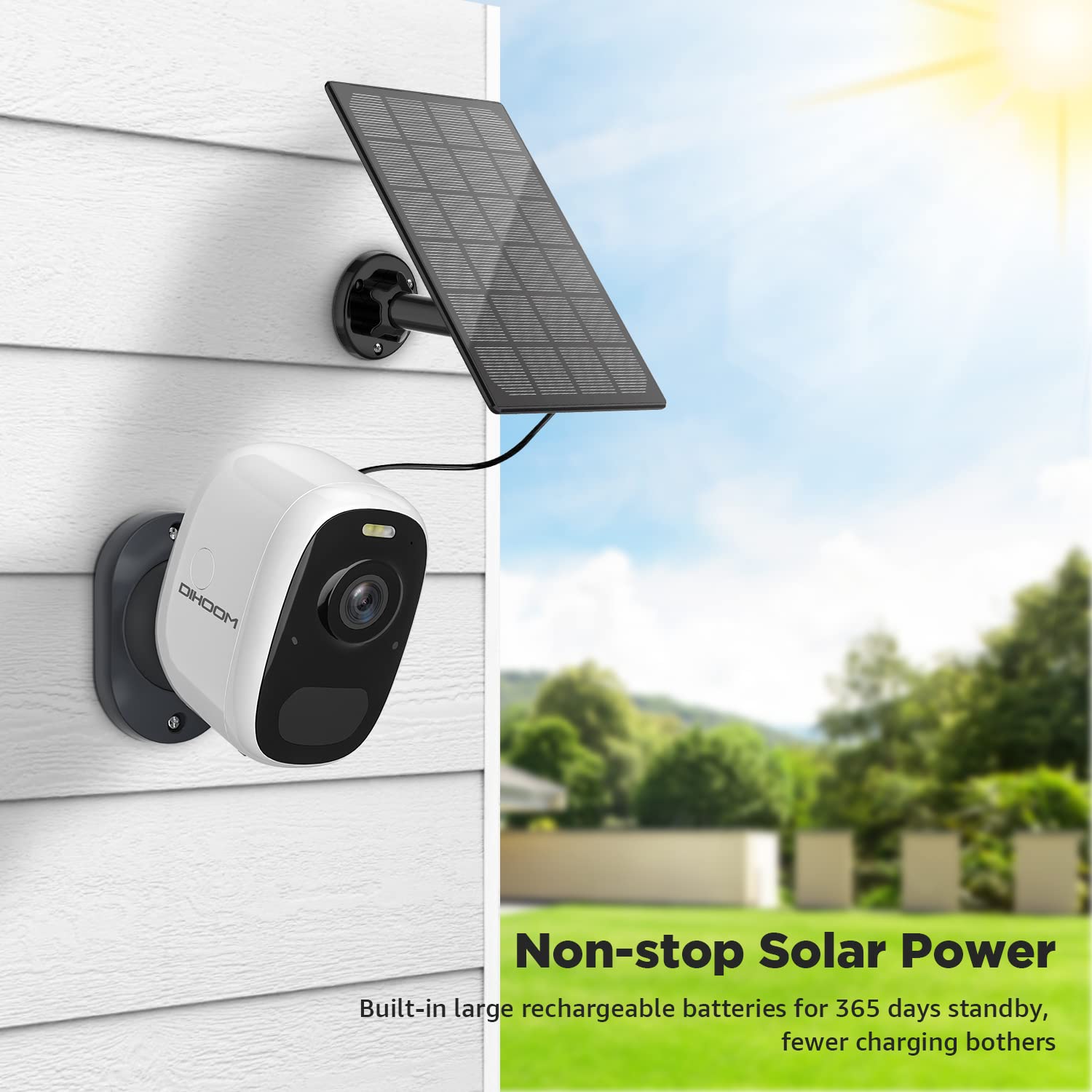 2K Solar Security Camera Wireless Outdoor, DIHOOM 4MP Spotlight WiFi Camera Battery Powered IP Camera AI Motion Detection, 2-Way Audio Video Surveillance Camera for Home Security Siren Alarm