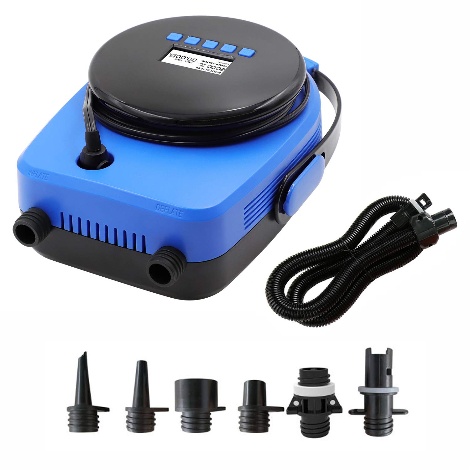 20PSI High Pressure SUP Air Pump with HD LCD Function, Dual Stage Inflation & Deflation Function Paddle Board Pump, 12V DC Car Connector, for Inflatable Stand Up Paddle Boards, Boats, Tent Kayaks