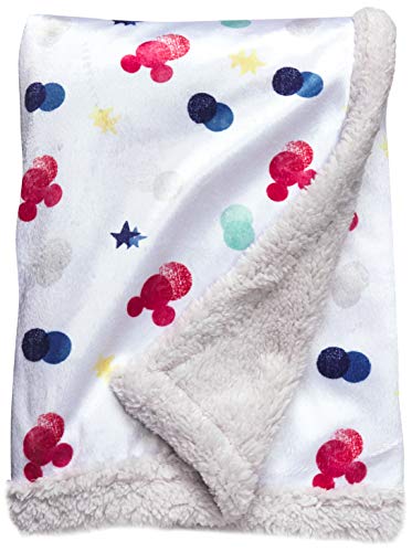 Disney Minnie Mouse Mink & Sherpa Double Sided Infant Blanket, Minnie Mouse Face Applique