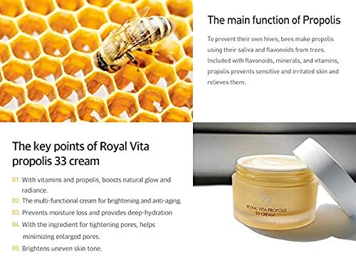 Dr.Ceuracle Royal Vita Propolis 33 Cream (50ml / 1.69 fl. oz.) - Ultimate Glow and Nourish Cream for Radiant Skin, Vitamin, Propolis, Royal Jelly Extract