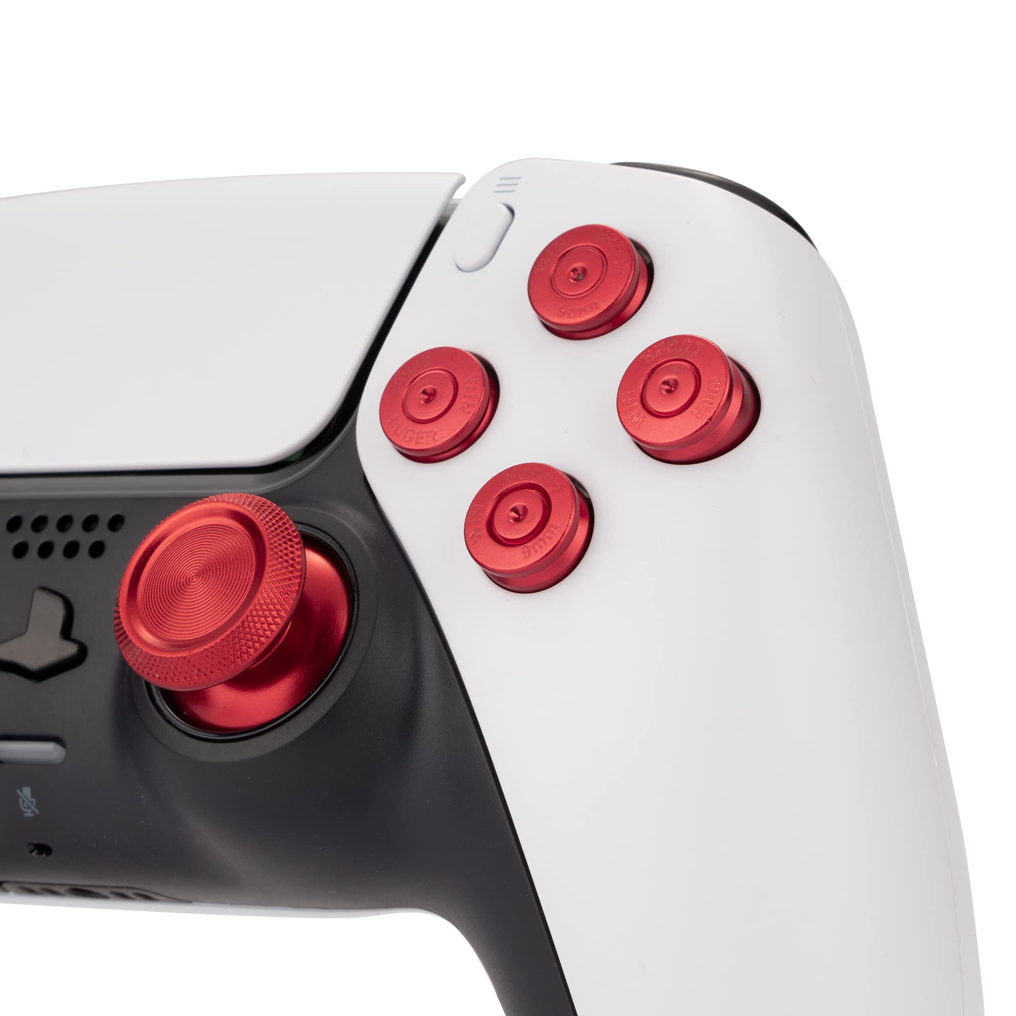 Avericht Metal ABXY Buttons Dpad Thumbsticks for PS5 Controller, Metal Aluminum Action Buttons & Dpad & Analog Stick Replacement Kit for PS5 Controller (Metal Red)