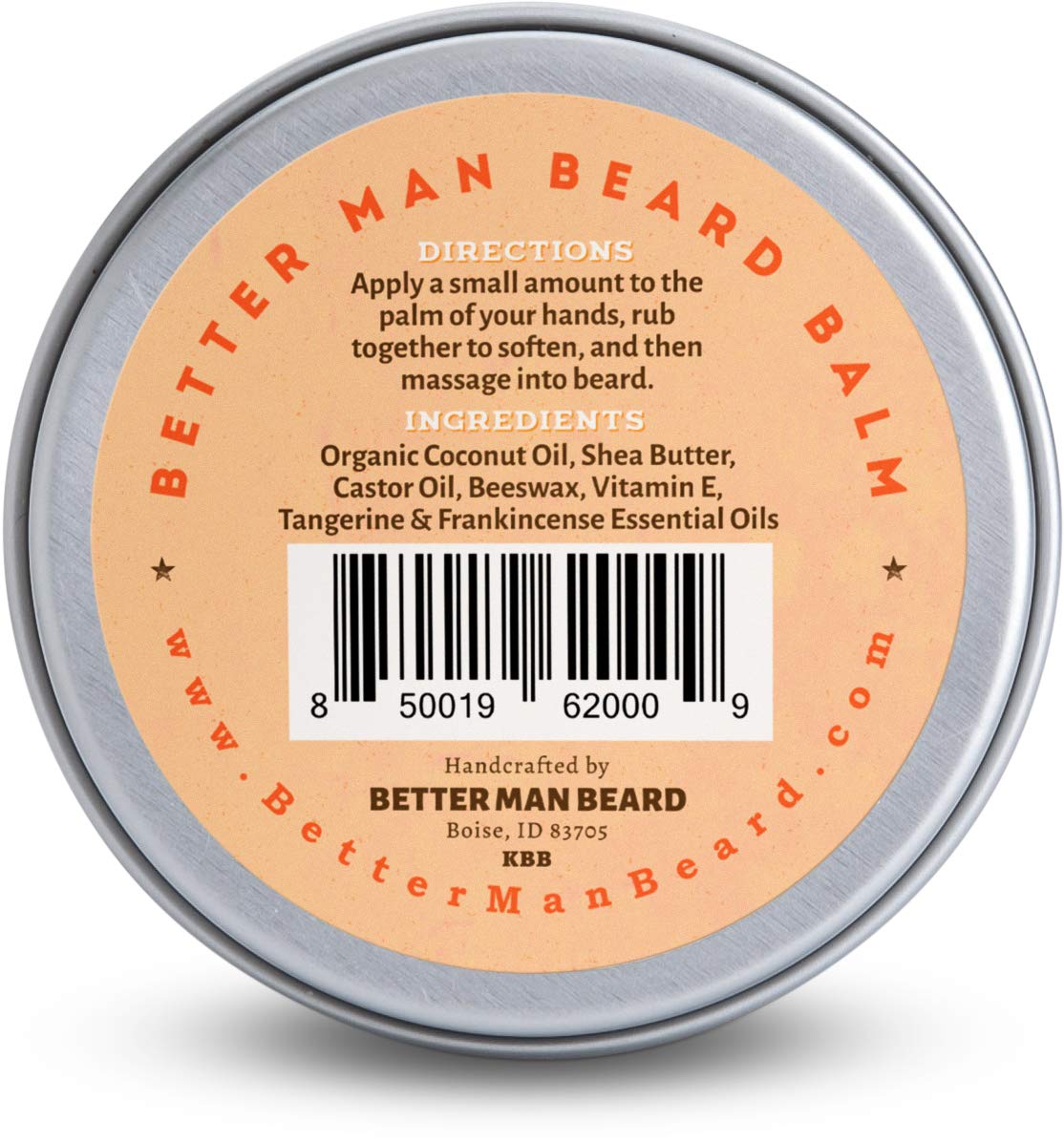 BETTER MAN BEARD Franky T Balm (Frankincense + Tangerine) - 2 oz All-Natural Moisturizing Beard Balm with Therapeutic Grade Essential Oils & 100% Natural Formula - BLM-FRT2