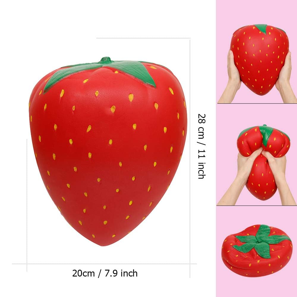 Anboor Jumbo Squishys Toy, 7.9" Squishies Strawberry Giant Soft Fruit Toys Stress Relief Kid Adults Party Collection