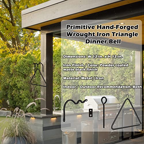 Blacksmith Iron Dinner Bell Hand Made 12β Triangle Dinner Bell Heavy Duty Primitive Hand-Forged Wrought Iron Triangle Dinner Bell Iron Triangle Chime