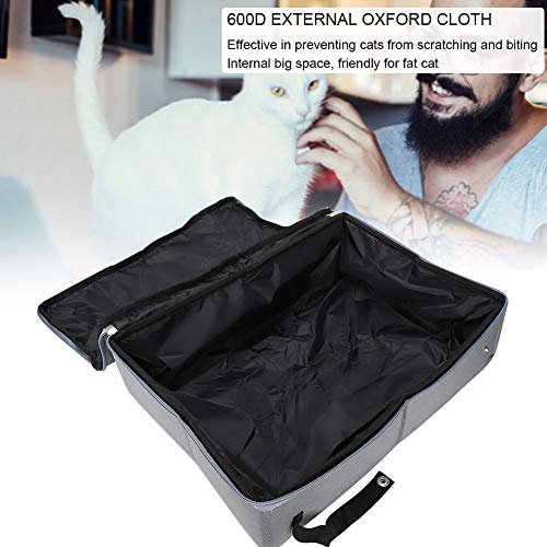 Cat Litter Box, Soft Cat Litter Box Portable Folding Cat Toilet, Waterproof Cat Litter Box for Outdoor Camping(Gray, L)