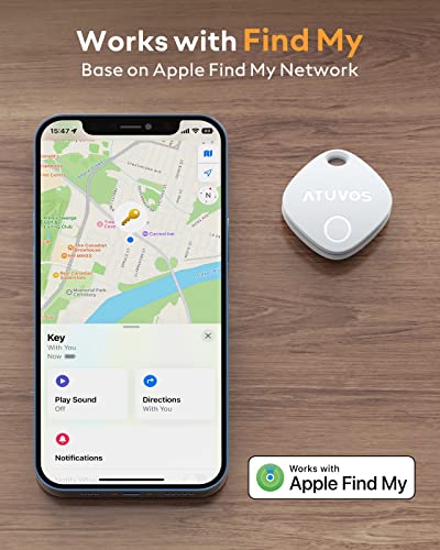 ATUVOS Luggage Tracker, Key Finder, Smart Bluetooth Tracker Pairs with Apple Find My (iOS Only), Item Locator for Bags, Wallets, Keys, Waterproof IP67, Anti-Lost 4 Pack