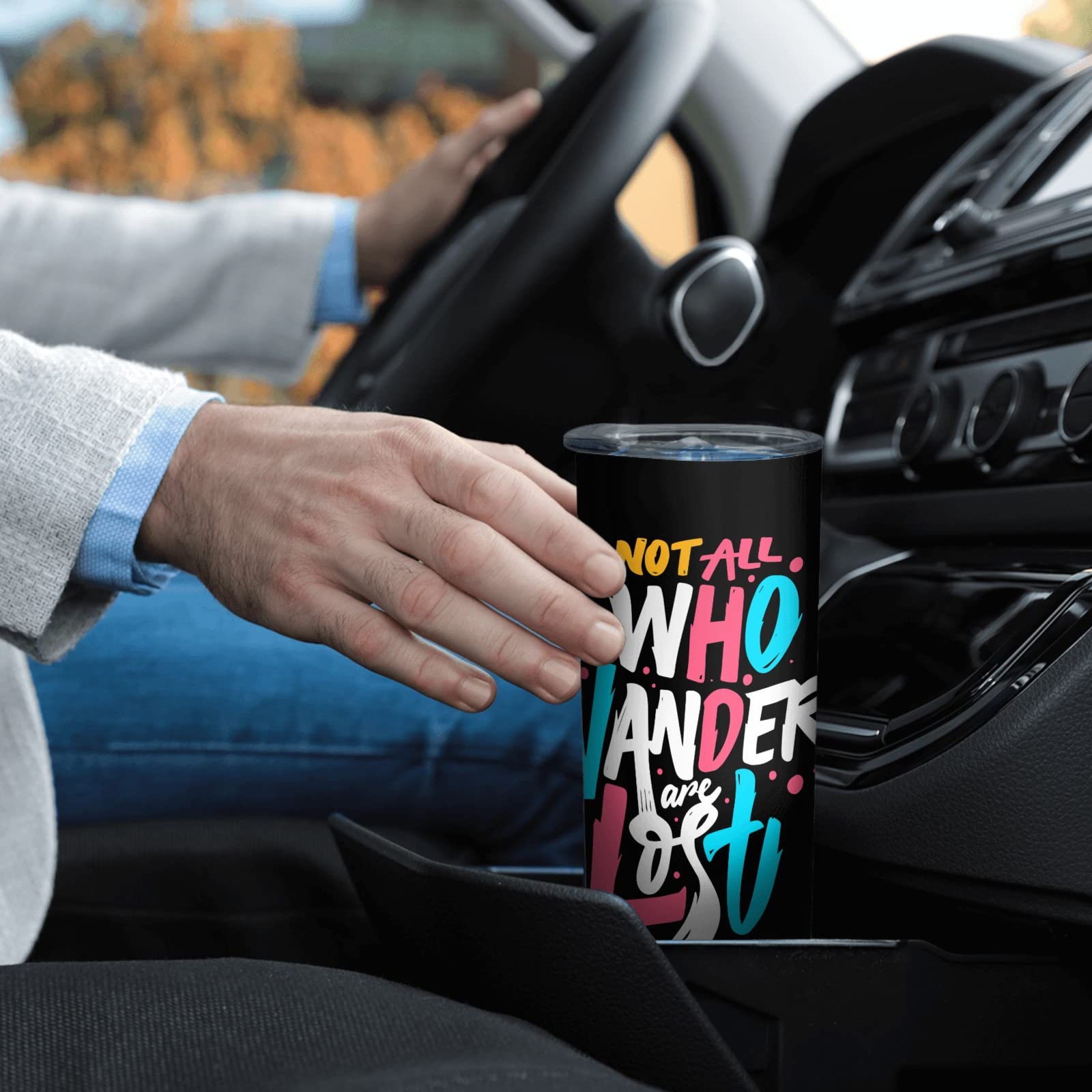 20 oz Water Bottle Coffee Mugs Not All Who Wander are Lost Water Bottles with Straw Thermo Coffee Mug Vintage Sublimation Cups 20 oz Skinny Gift for Employees