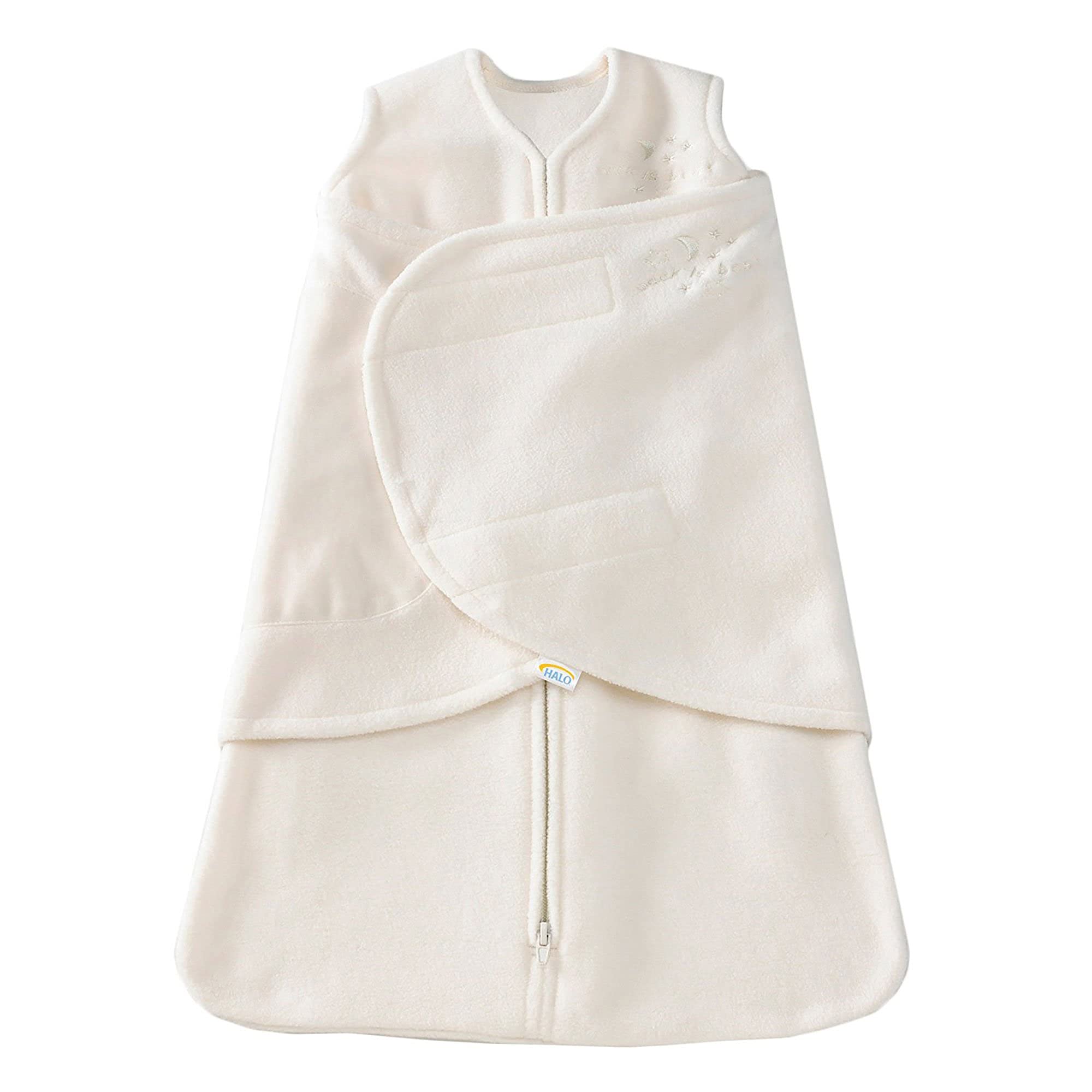 HALO Sleepsack Gift Set Bundle - Micro Fleece Swaddle Wearable Blanket, Cream, Small - Organic Cotton Swaddle & Wearable Blanket 2-Piece Gift Set Box, Strawberry, Small/Medium