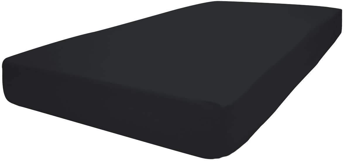 Betty Dain Stretch Jersey Knit Baby Crib Fitted Sheet, 100% Cotton, Elasticized Cover, Deep Corner Pockets, Fits Crib Mattresses Snugly, Machine Washable, Black, 52 x 28 inches
